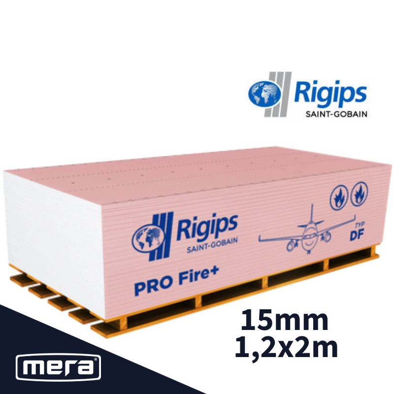 Rigips PRO Fire+ typ DF płyta gipsowa ogniochronna (GKF) 1200x2000x15mm - Kup teraz! | MERA Sklep