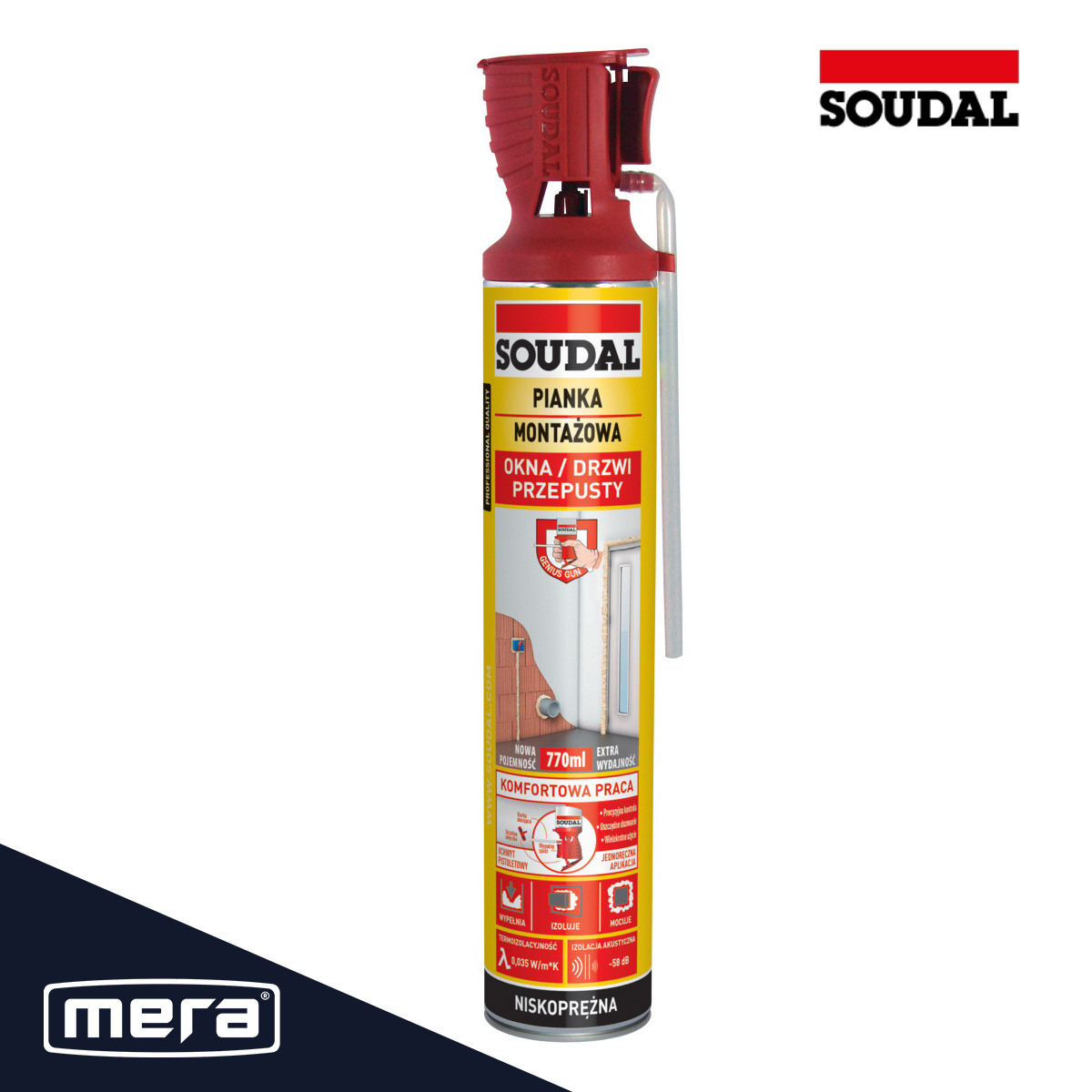 Piana montażowa Genius Gun Soudal 770ml - Kup teraz! | MERA Sklep