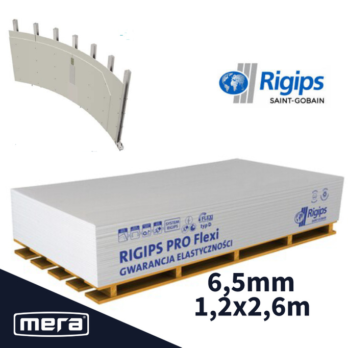 Rigips PRO płyta gipsowa do gięcia Flexi typ A (GKB) 1200x2600x6,5mm - Kup teraz! | MERA Sklep